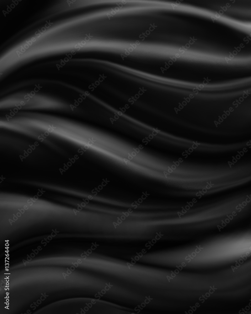 shiny black material background, elegant luxury material with draped ...