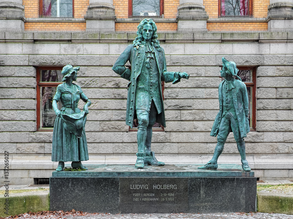 Ludvig Holberg monument in Oslo, Norway. The monument was unveiled in ...