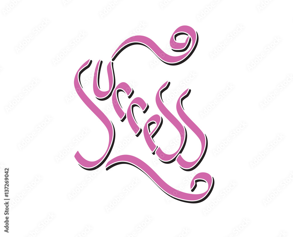 Word Success pink color on bright background. Festive positive mood ...
