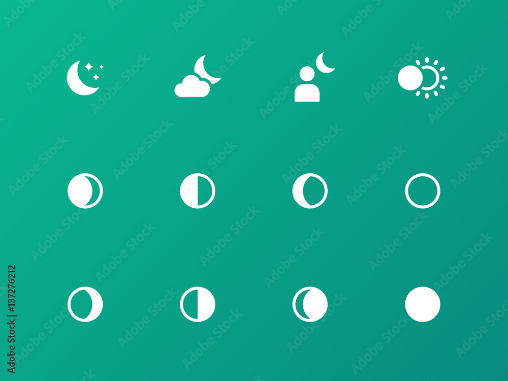 Seamless moon phase icons on green background. Stock Vector | Adobe Stock