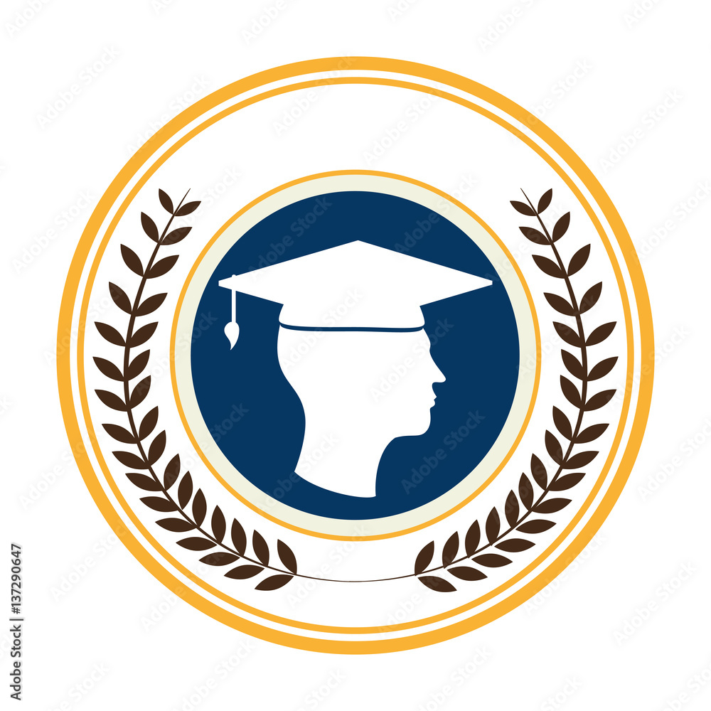 circular border with crown leaves and silhouette graduate vector ...