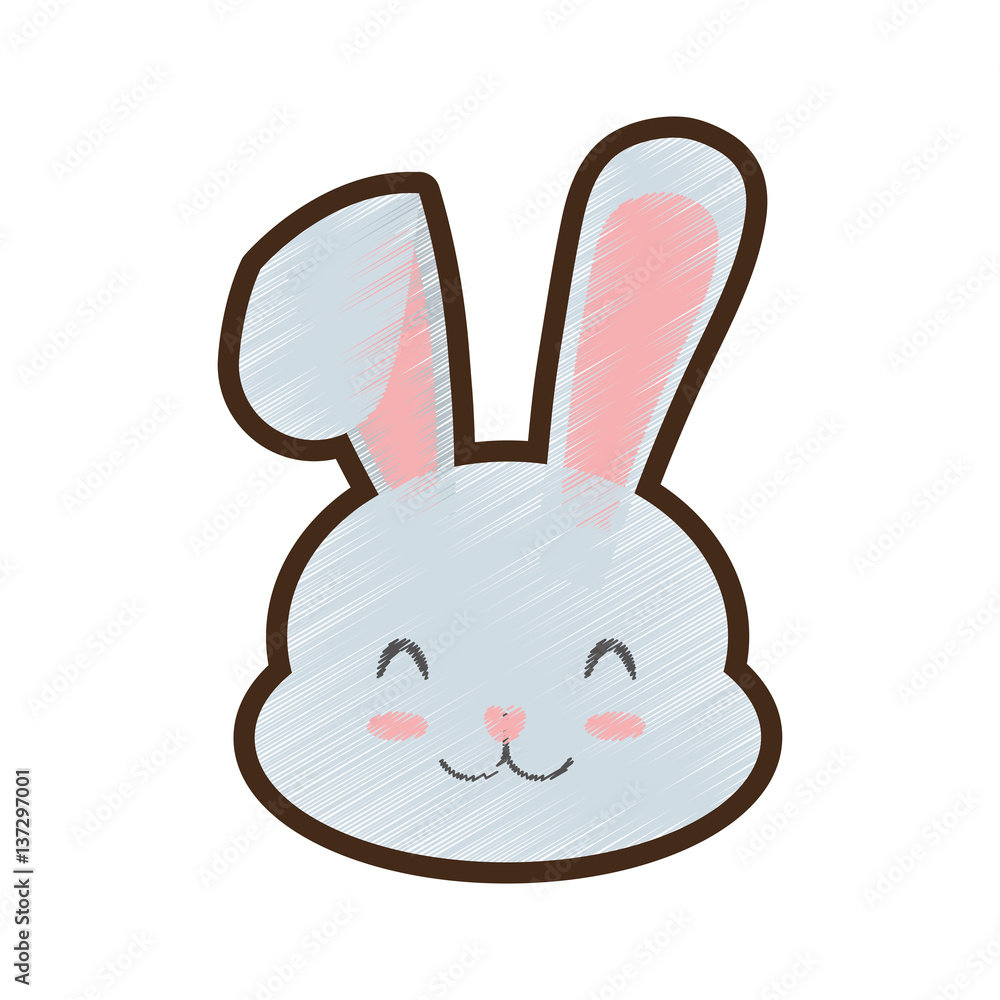 drawing easter bunny clossed eyes vector illustration eps 10 Stock ...