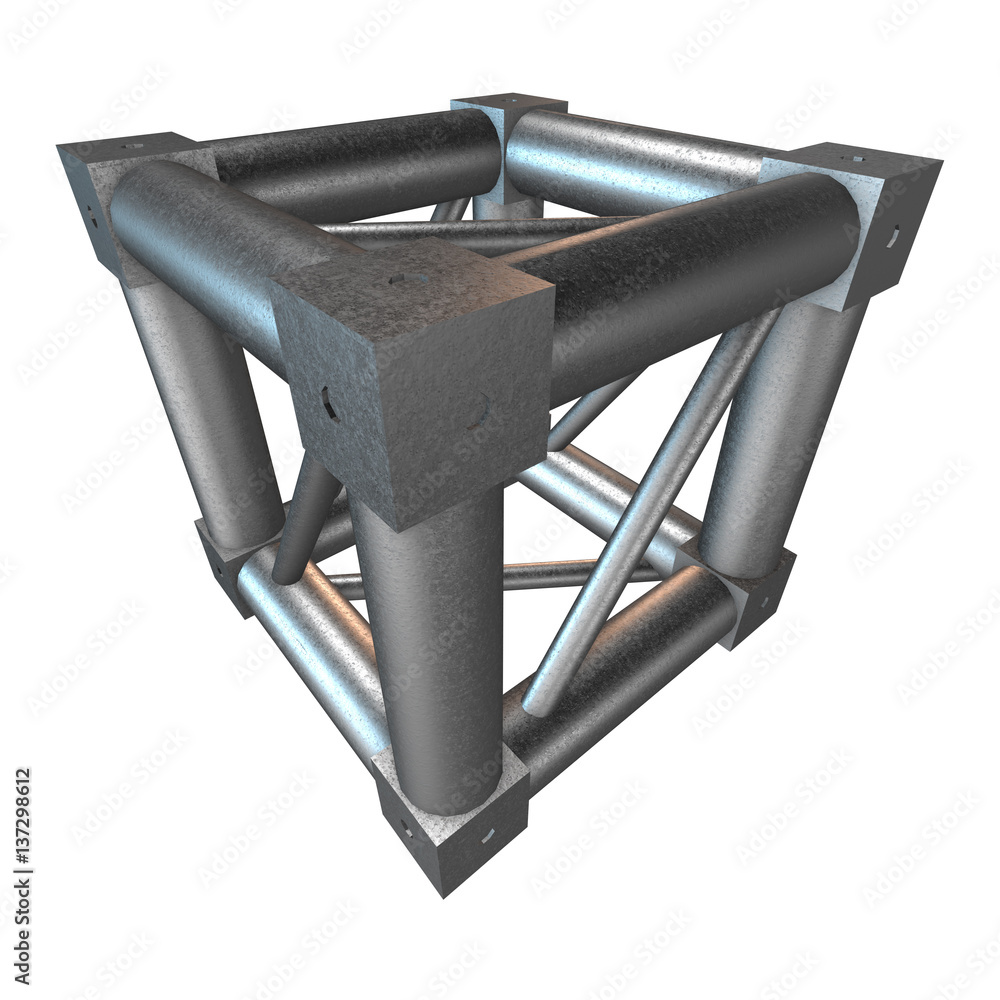 Steel truss girder cube element. 3d render isolated on white Stock ...