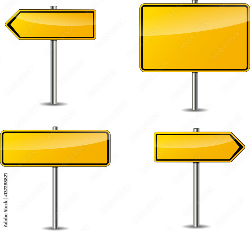 four yellow blank signs Stock Vector | Adobe Stock