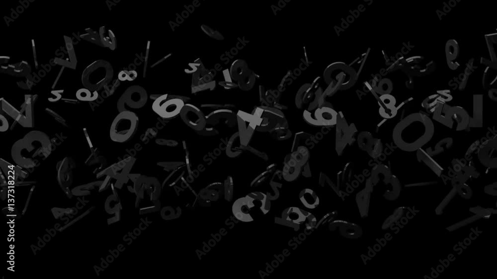 Vidéo Stock Black Numbers On Black Background. Loop able 3DCG render ...