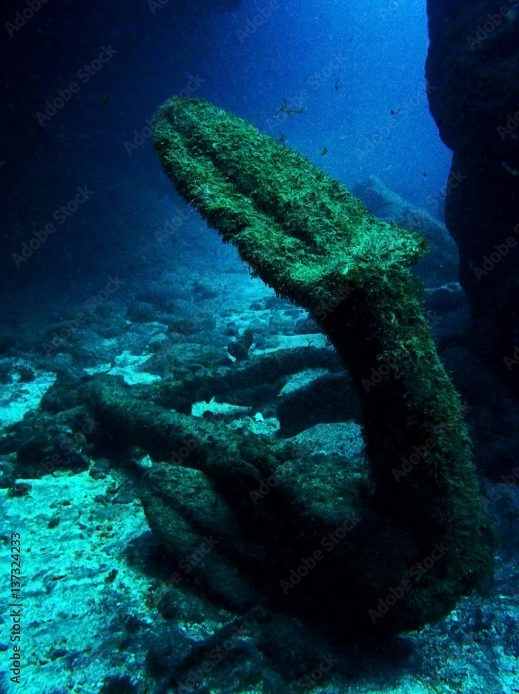 Anchor / underwater photograph, anchor from Condesito ship wreck ...
