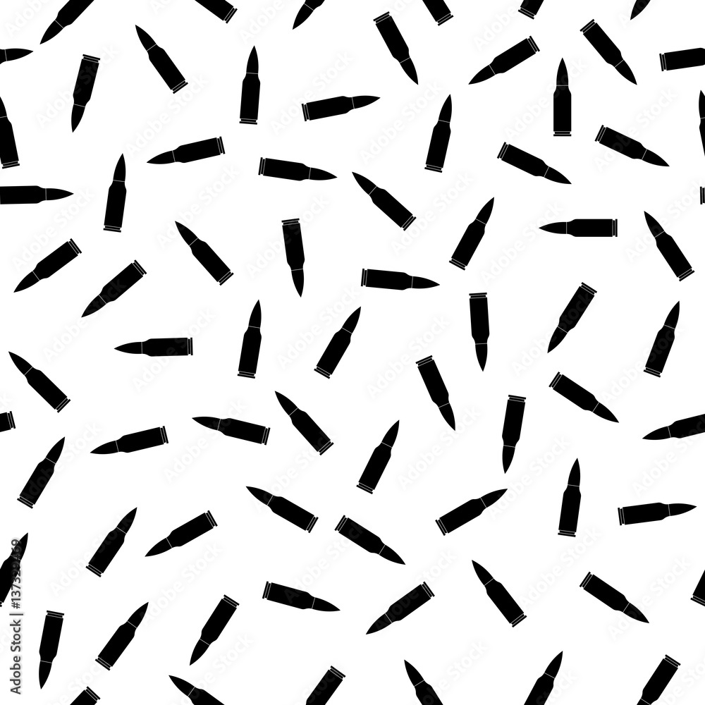 bullet gun. black combat cartridge. seamless pattern. white background ...