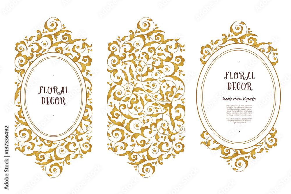 Vector set of ornate frame in Eastern style. Stock Vector | Adobe Stock