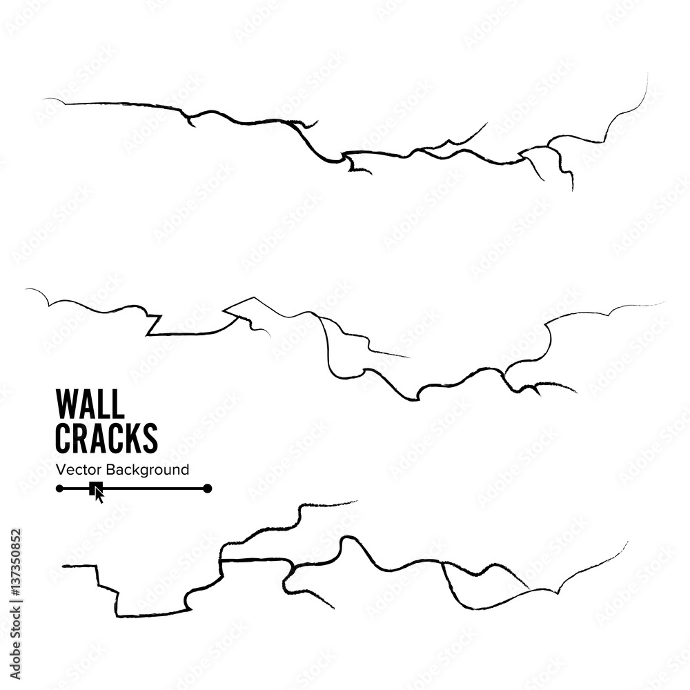 Wall Cracks Vector. Set Isolated On White Background. Stock Vector ...