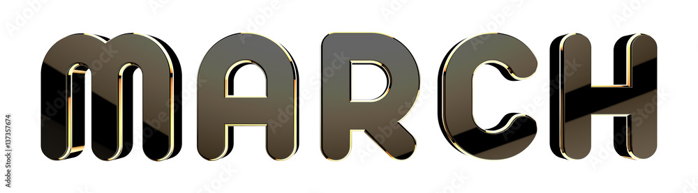 March glossy text on wide banner or calendar background Stock ...