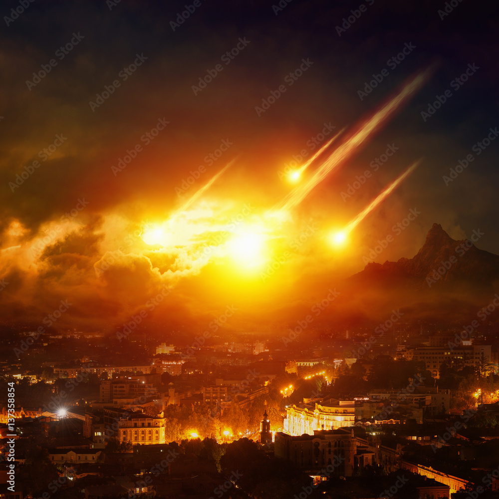 Judgment day, end of world, asteroid impact Stock Photo | Adobe Stock