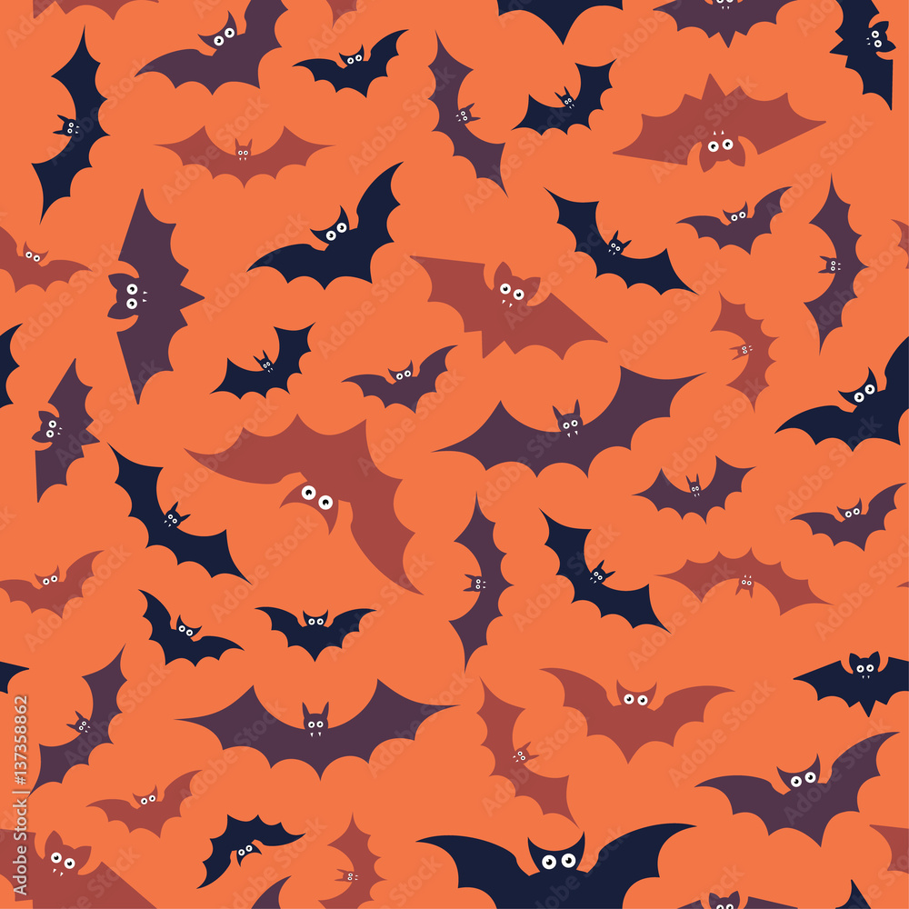 Cartoon bats seamless pattern. Theme of Halloween. Vector background ...