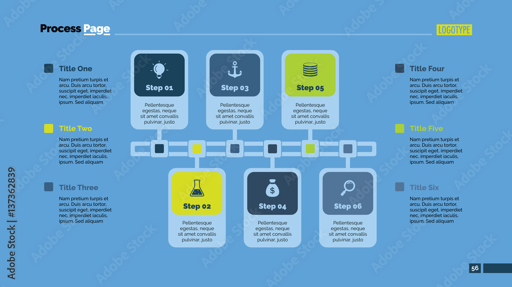 Six Steps Plan Slide Template Stock Vector | Adobe Stock