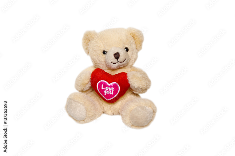 Teddy bear and big red heart Stock Photo | Adobe Stock