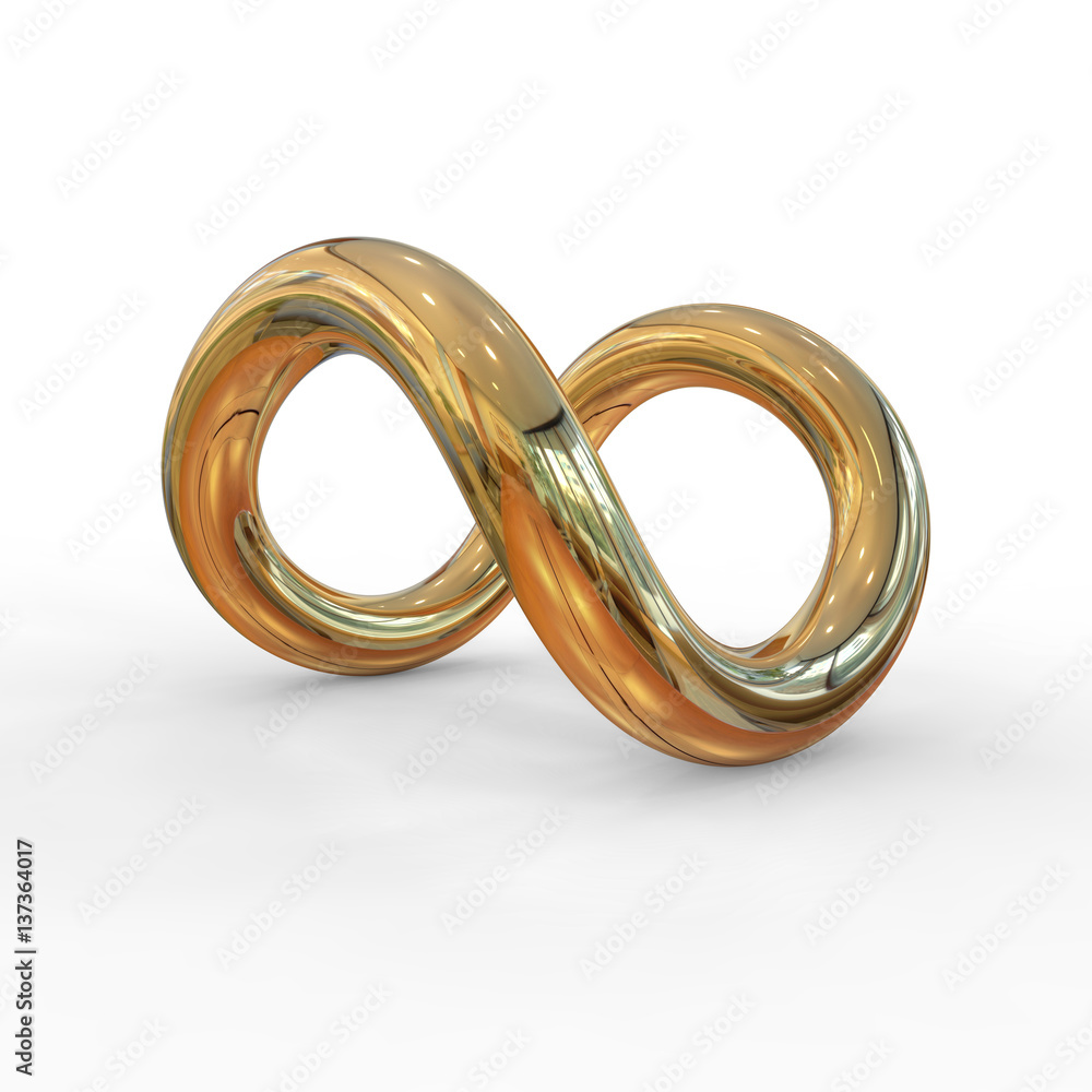 3d illustration of metallic endless symbol infinity on white background ...