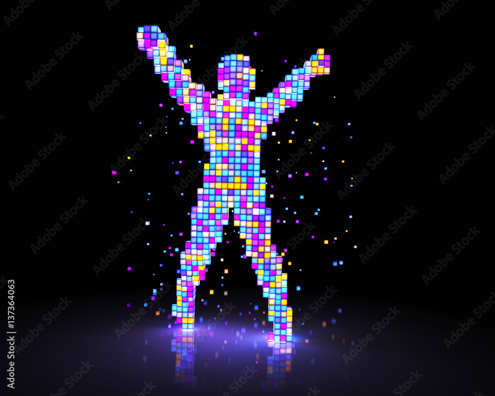 Pixel Man jumping Stock Photo | Adobe Stock