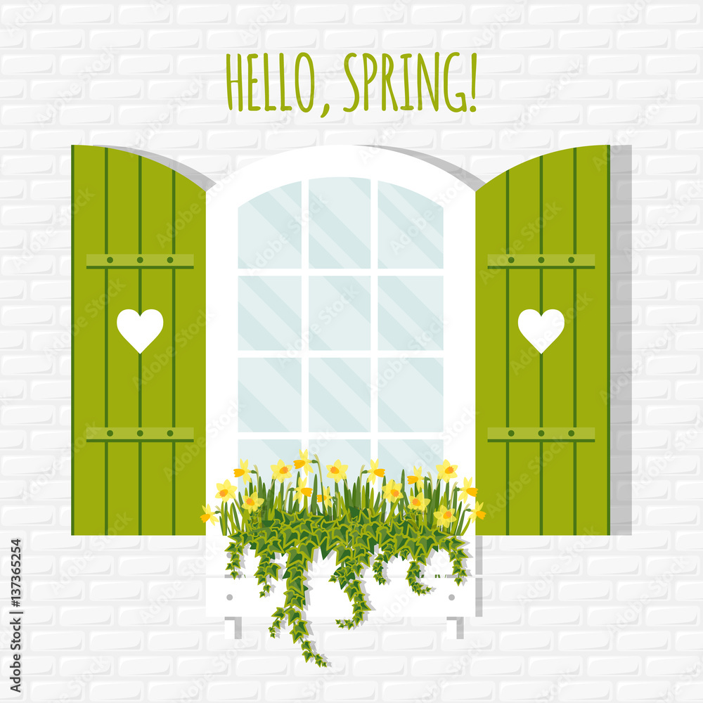 window and shutters. Vector illustration Stock Vector | Adobe Stock