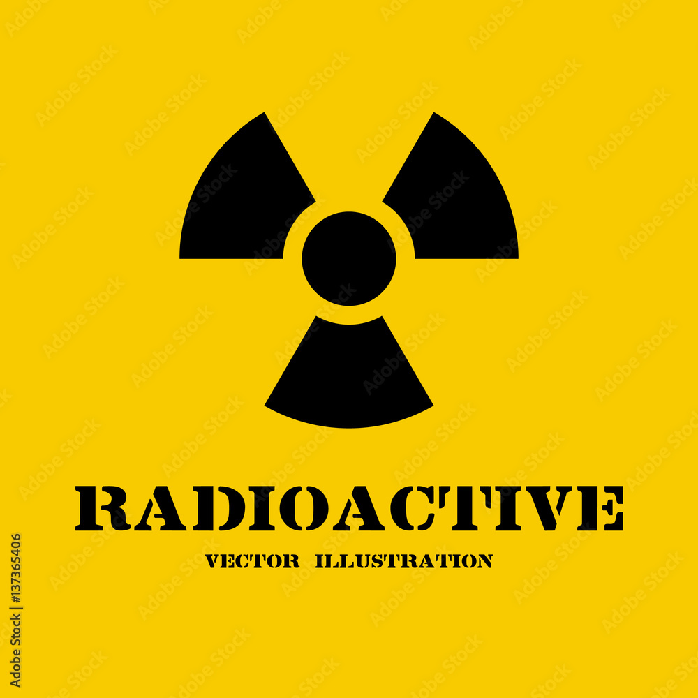 Radioactive symbol isolated on yellow background. Radiation sign for ...