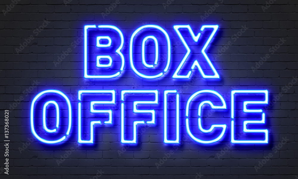 Box office neon sign on brick wall background. Stock Illustration ...