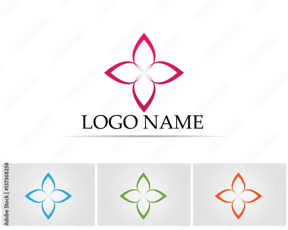 Flower health logo natural icons n template Stock Vector | Adobe Stock