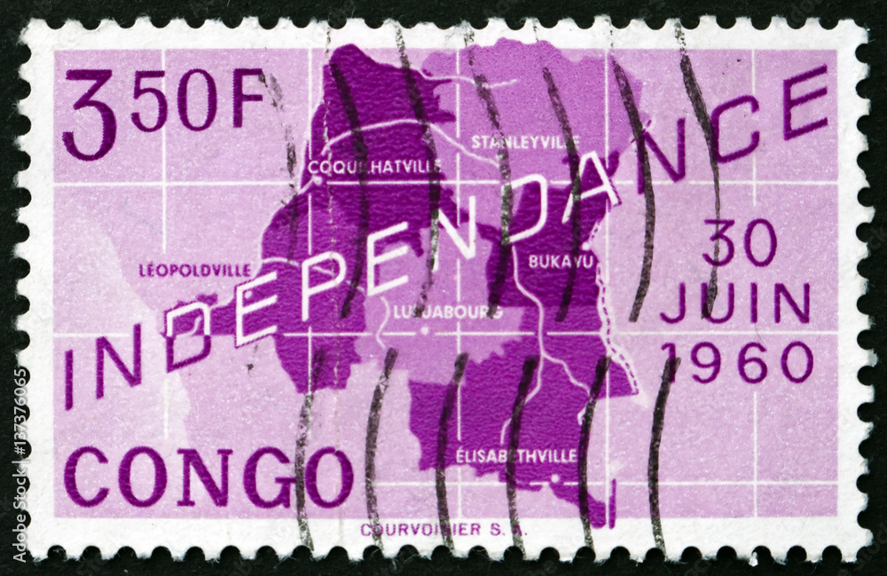 Postage stamp Congo 1960 Map of Congo Stock Photo | Adobe Stock