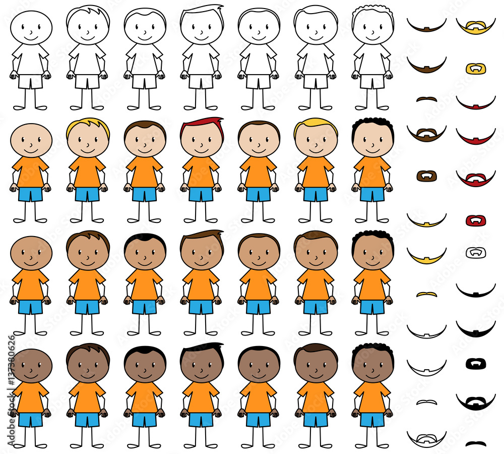 Vector Collection of Bald and Balding Stick Figure Men with Mix and ...