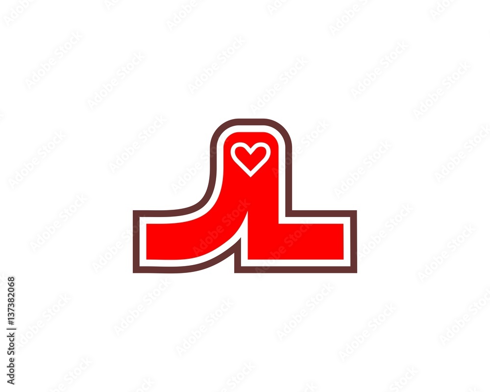 letter J L love heart Stock Vector | Adobe Stock