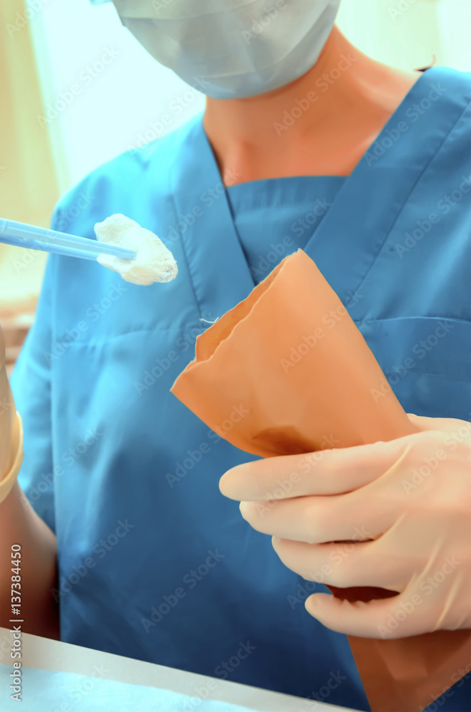 Nurse in Laboratory takes swabs for injection to the patient Stock ...