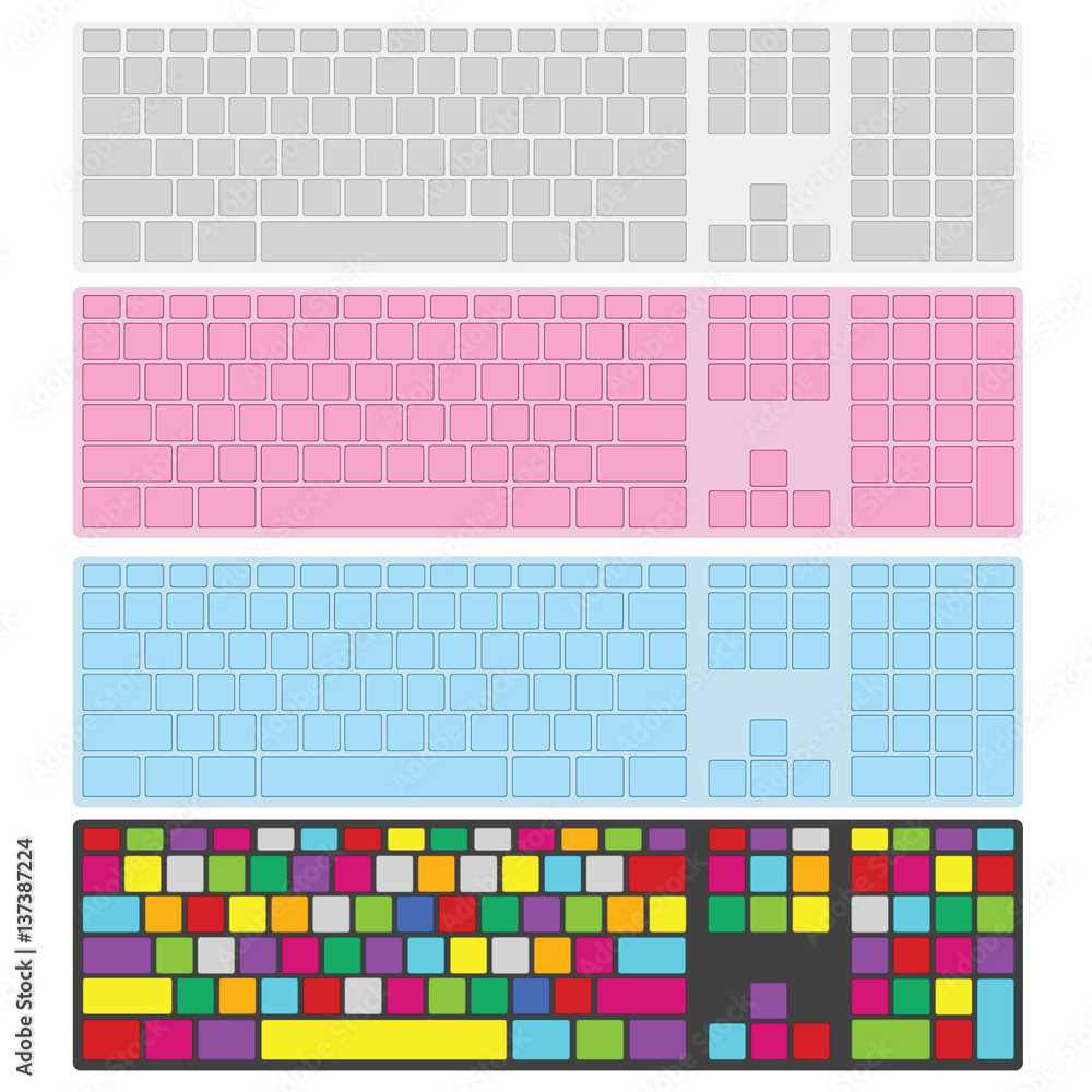 Set of keyboards with blank keys. Illustration suitable for advertising ...