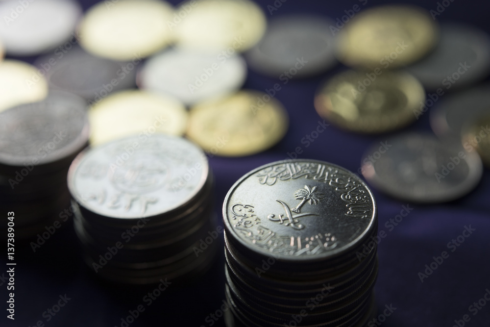 Saudi Riyal coins Stock Photo | Adobe Stock