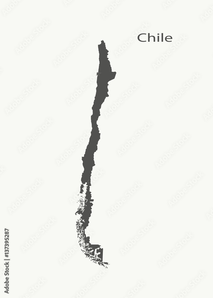 Outline map of Chile. vector illustration. Stock Vector | Adobe Stock