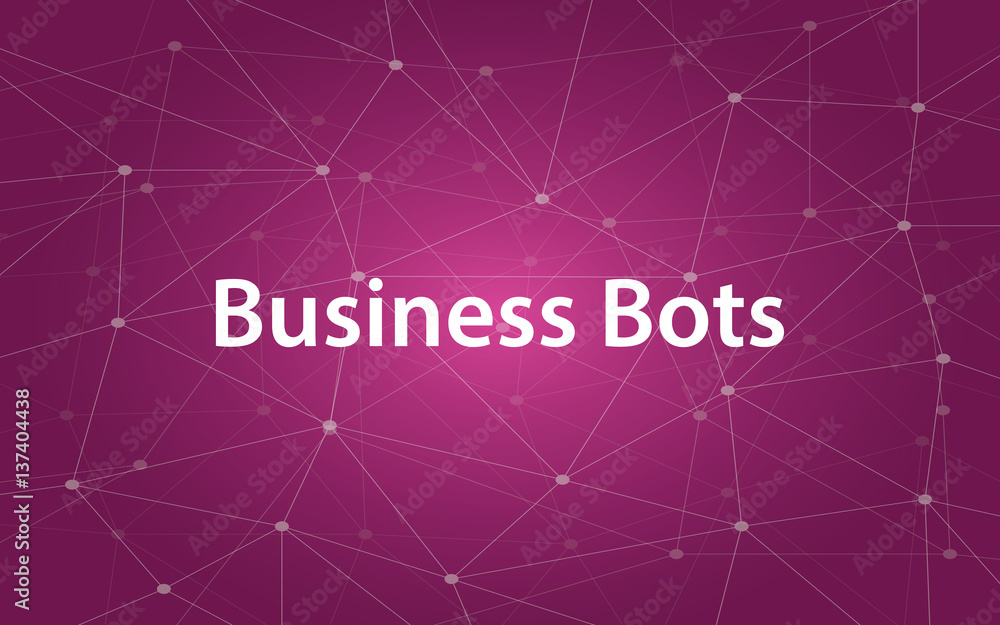 business bots white tetx illustration with purple constellation map as ...