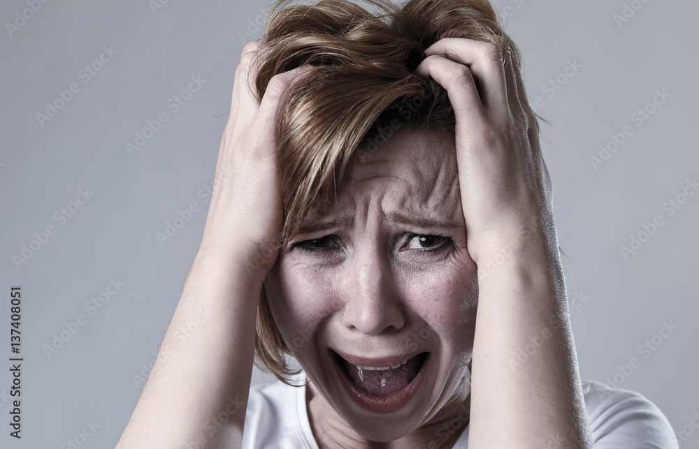 devastated depressed woman crying sad feeling hurt suffering depression ...