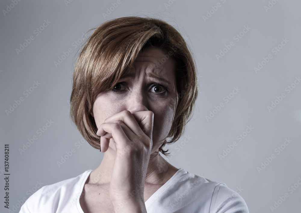 devastated depressed woman crying sad feeling hurt suffering depression ...
