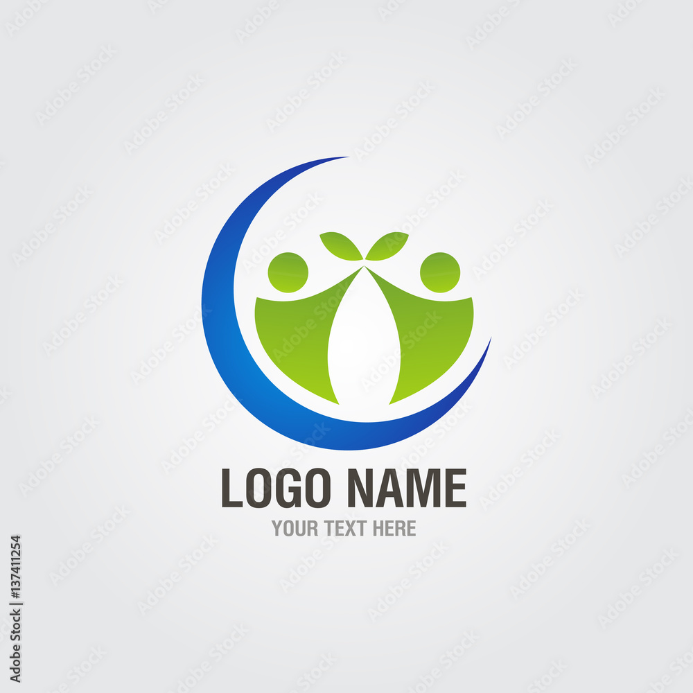 Two people silhouettes reaching up logo template. Stock Vector | Adobe ...