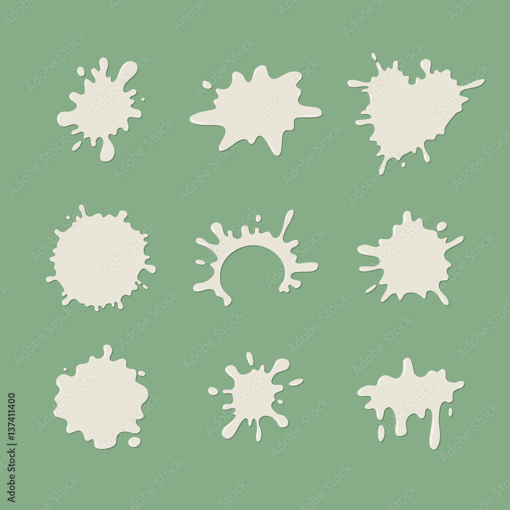 Set of Blank Milk Splash Badge or label. Fresh Milk Splat. Stock Vector ...