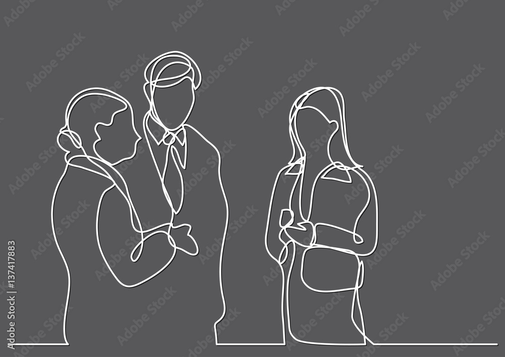 continuous line drawing of business people talking Stock Vector | Adobe ...