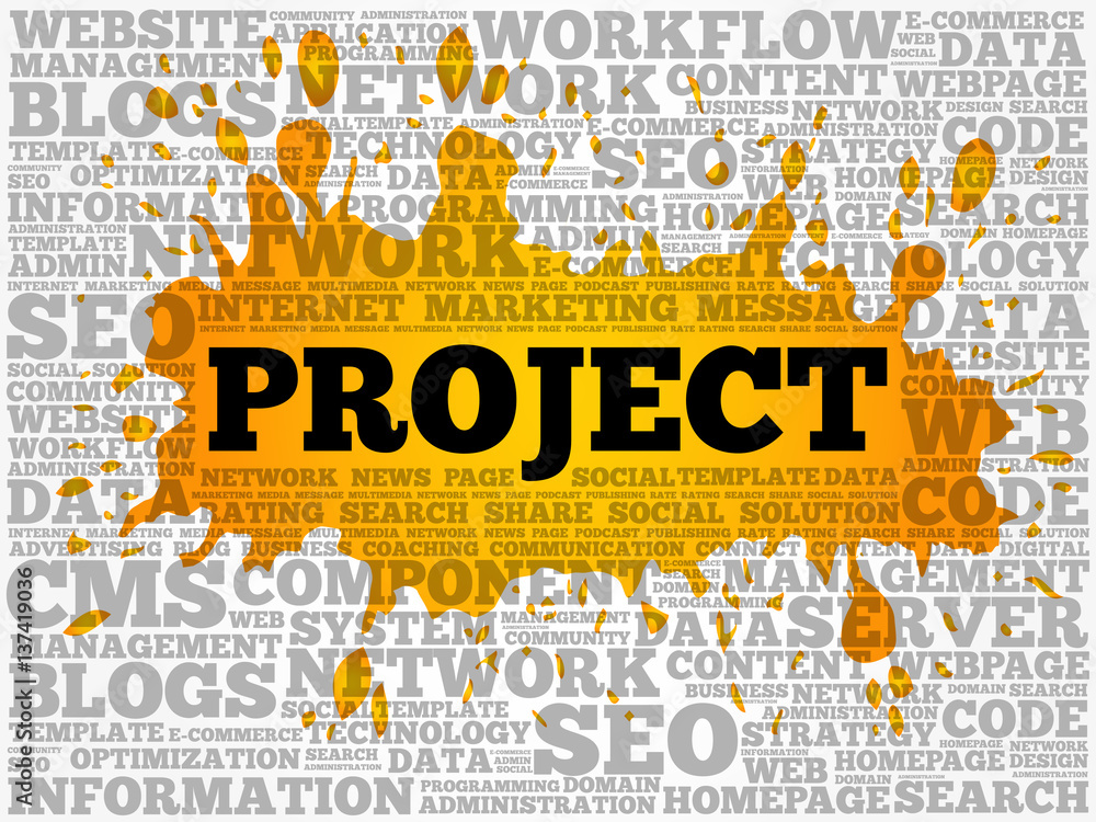 PROJECT word cloud collage, technology business concept background ...