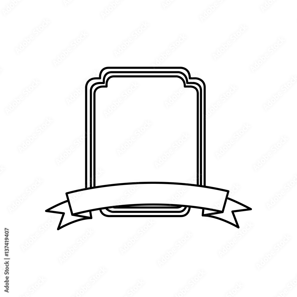 silhouette rectangle rounded decorative heraldic frame design vector ...
