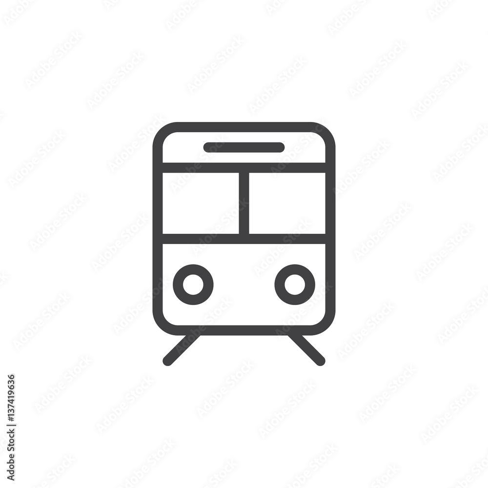Train, subway line icon, outline vector sign, linear style pictogram ...