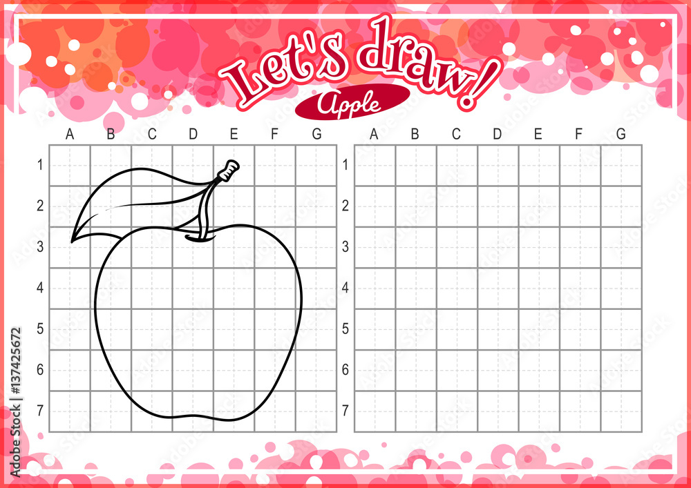 Educational game for kids. How to draw an apple Stock Vector | Adobe Stock