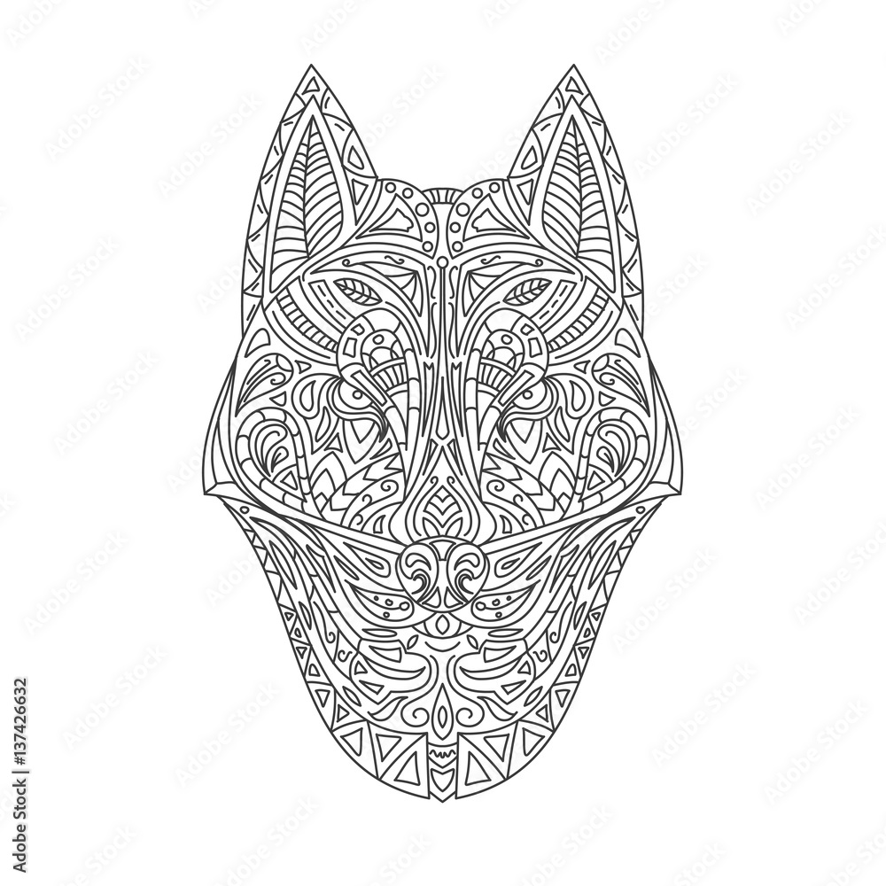 Tribal Dog Head Tattoo