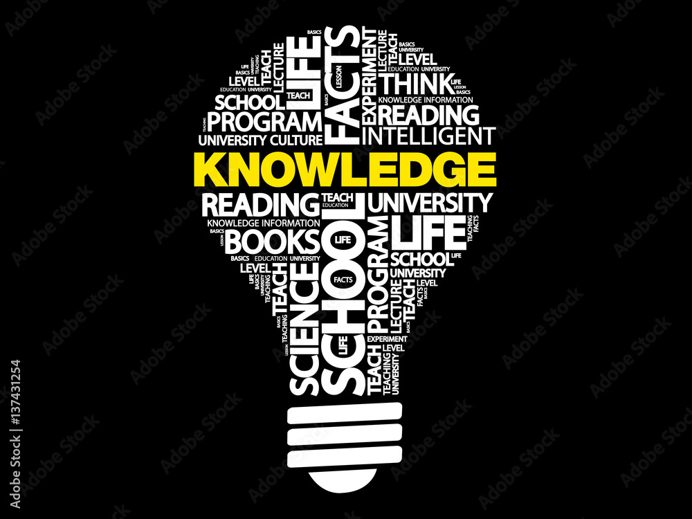 KNOWLEDGE bulb word cloud, business concept Stock Vector | Adobe Stock