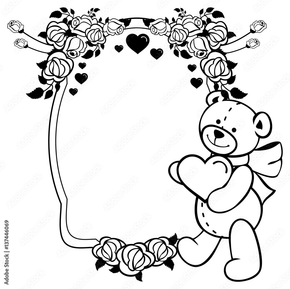 Teddy Bear With Heart Outline