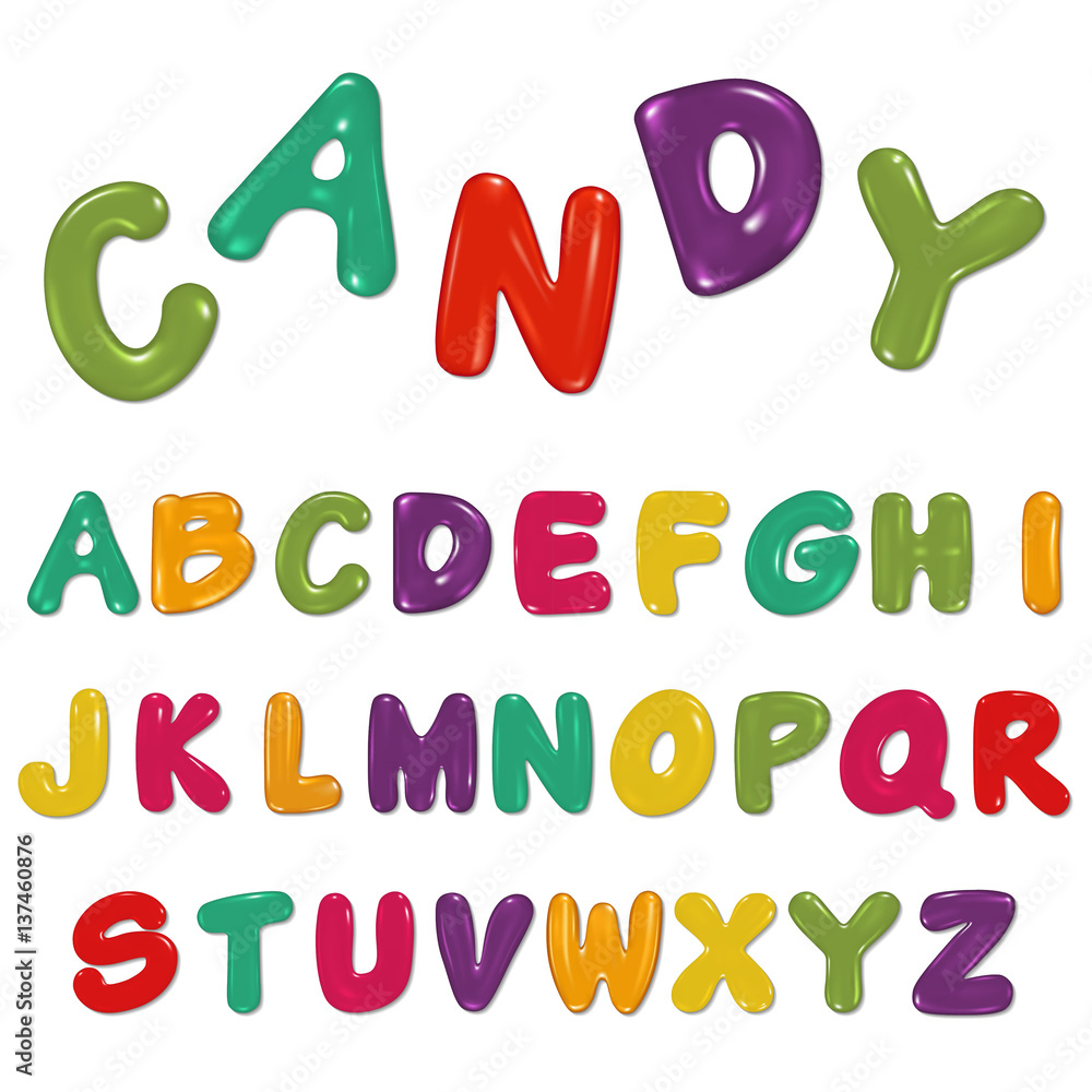 Candy alphabet isolated on white Stock Vector | Adobe Stock