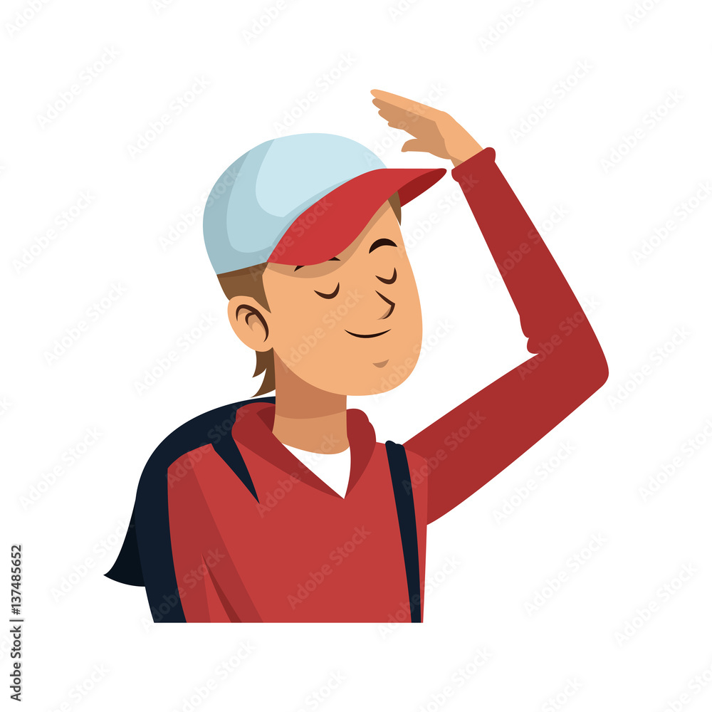 Man with a cap over white background. colorful design. vector ...