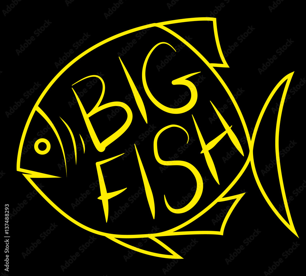 Big fish background for text. Fish frame. Vector illustration. Stock ...