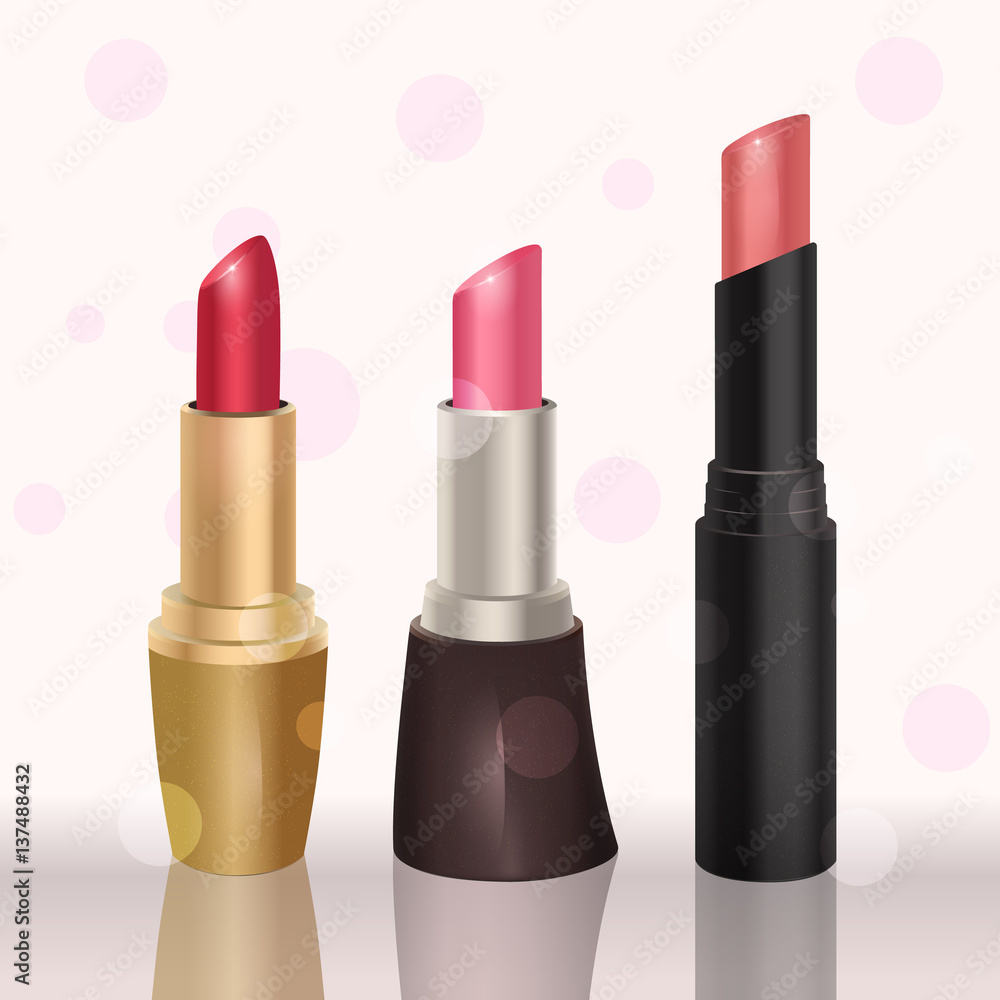 Makeup colorful lipstick set, lipstick swatches for catalog template ...