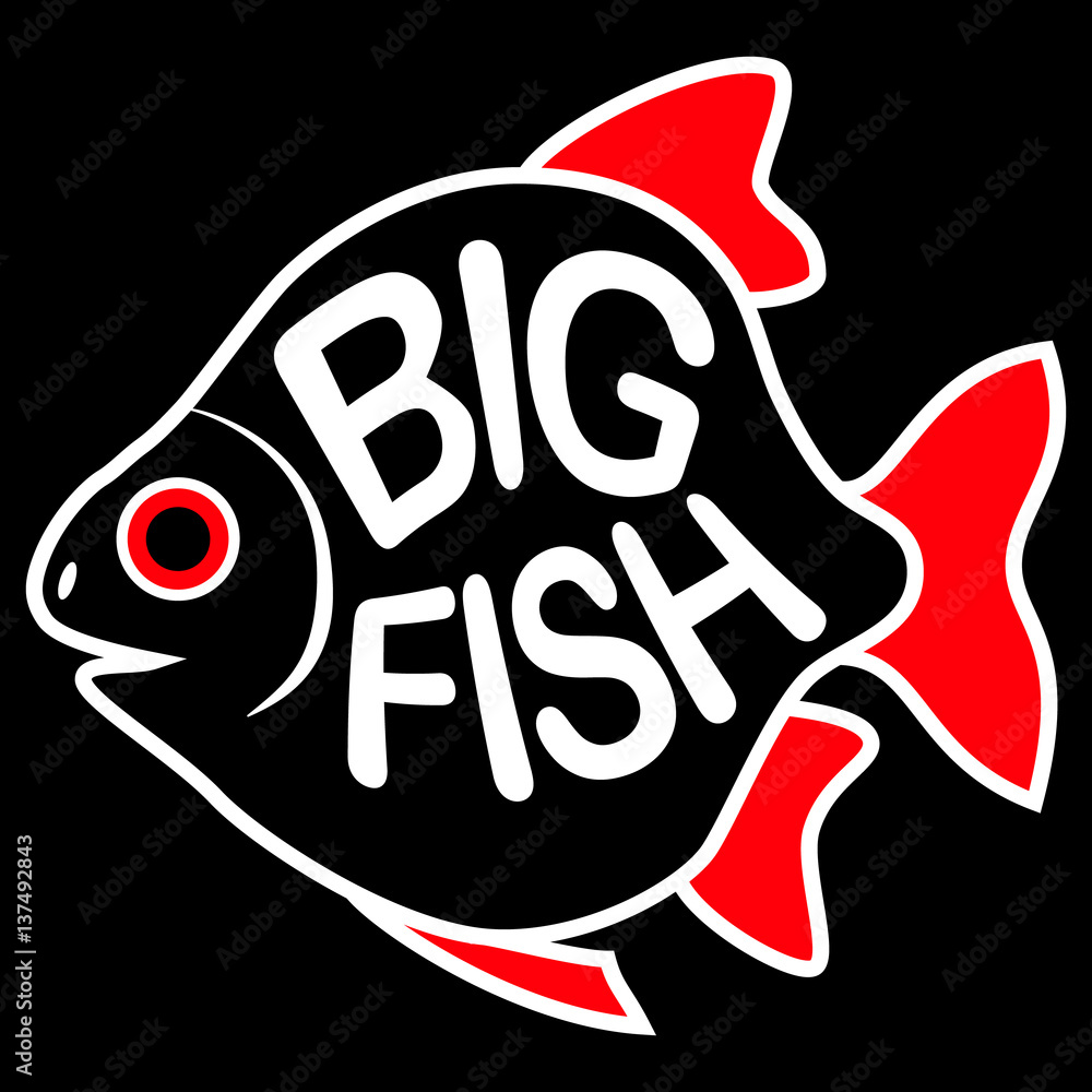 Big fish background for text. Fish frame. Vector illustration. Stock ...