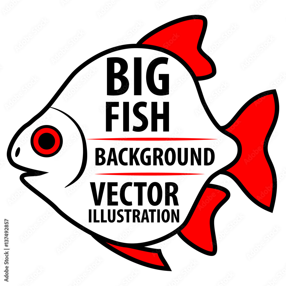 Big fish background for text. Fish frame. Vector illustration. Stock ...